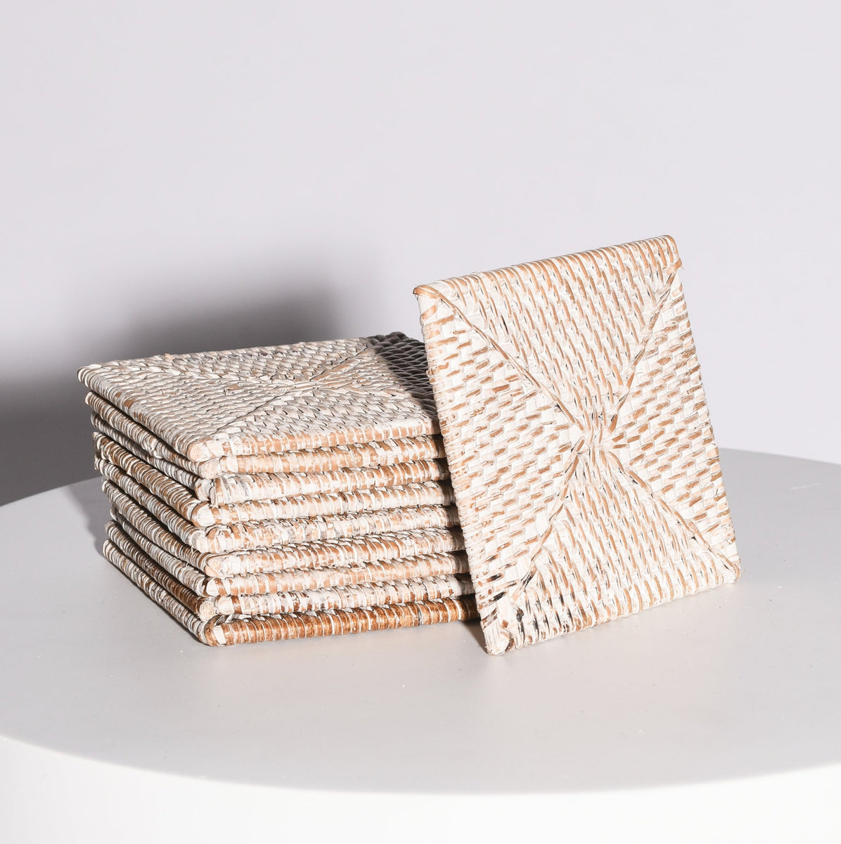 RATTAN SQUARE COASTER | WHITEWASH – ZEPHYR HOME