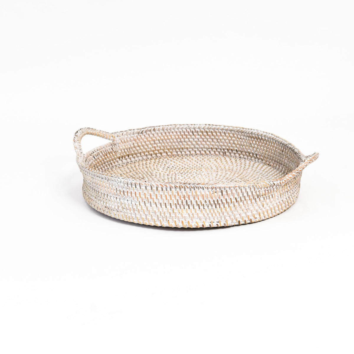 WHITE ROUND RATTAN TRAY WITH HANDLES | SMALL – ZEPHYR HOME