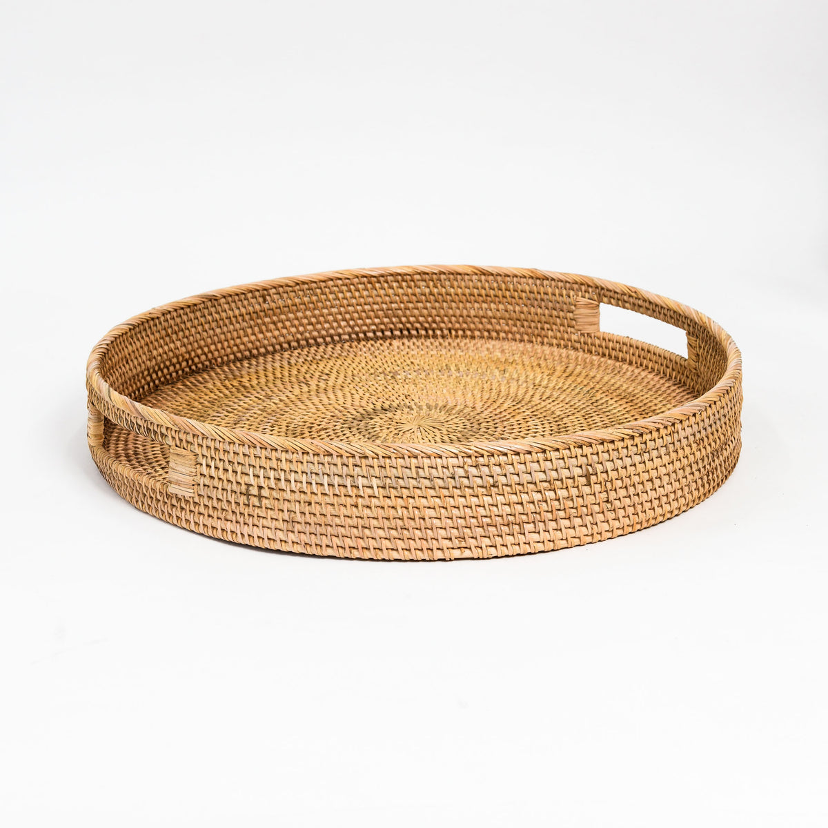 NATURAL ROUND RATTAN TRAY WITH HANDLES | 60CM – ZEPHYR HOME